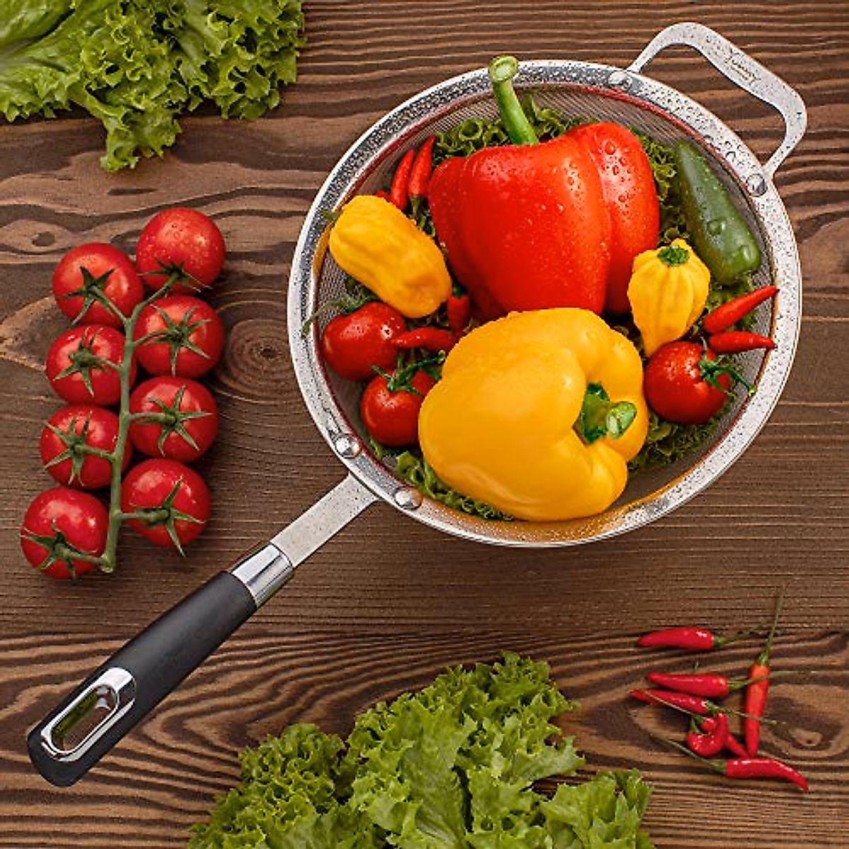 9" Large Fine Mesh Strainer with Sturdy Handle - Sieve Fine Mesh Stainless Steel - Ideal Quinoa Strainer