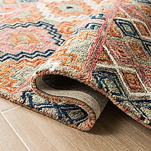 SAFAVIEH Aspen Collection 5' x 8' Orange / Fuchsia APN279P Handmade Boho Wool Area Rug