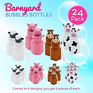 12 Farm Animals Bubbles 12 Pack - Barnyard Farm Animal Bubbles Party Favors with Wands Includes - Horse, Sheep, Pig and Cow by 4E's Novelty