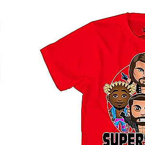 WWE Boys Superstars Group Shirt Superstar Tee - World Wrestling Champion T-Shirt (Red, X-Small)