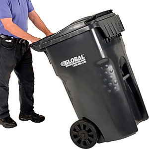 OTTO Mobile Heavy Duty Trash Container, 65 Gallon, Gray