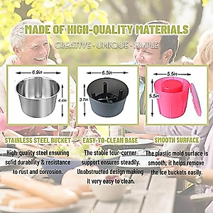 Fxswety Champagne Bucket Ice Mold Wine Bottle Chiller, DIY Your Own Wine Chiller Bucket with Flower Fruits Any Decoration for Special Parties Bar Holiday Wedding, Beautiful & Creative Decoration