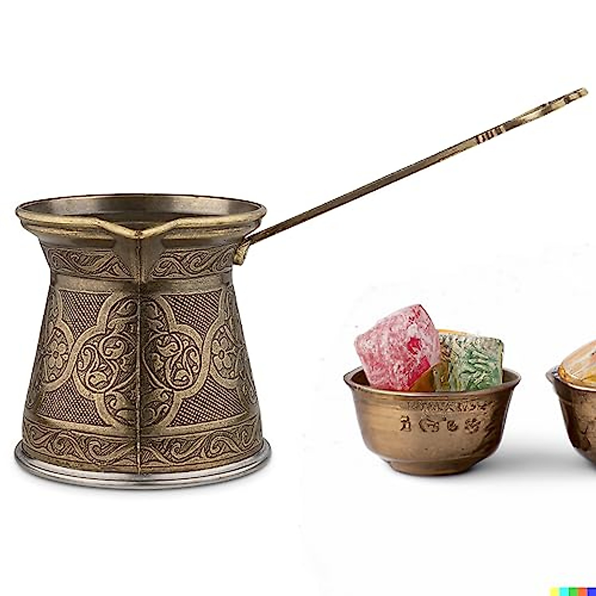 Alisveristime Authentic Turkish Coffee Pot, Handmade Cezve/Ibrik, Multiple Sizes and Colors Available - Enhance Your Coffee Experience Now! (Antique Green, 6 Cup)