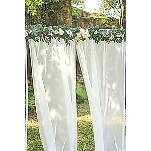 Lookein White Sheer Curtains 120 Inches Long Wrinkle-Free Curtains for Backdrop Window Curtains for Bedroom Party Wedding