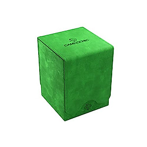 Gamegenic Squire 100+ XL Convertible Deck Box Card Storage Box with Removable Cover Clips Holds 100 Double-Sleeved Cards in Extra Thick Inner Card Sleeves Green Color Made by Gamegenic (GGS20100ML)