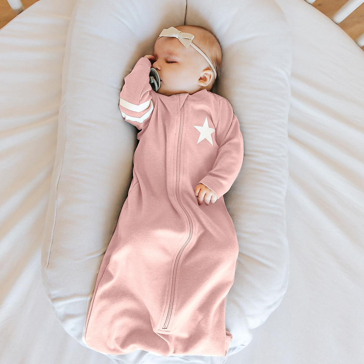 Babysoy Long Sleeve Baby Girl Sleep Sack - Infant Wearable Blanket, Sleeping Bag for Babies, Breathable Baby Sleeper - Newborn Baby Essentials - Cotton Blend - 12-24 Months - Peony
