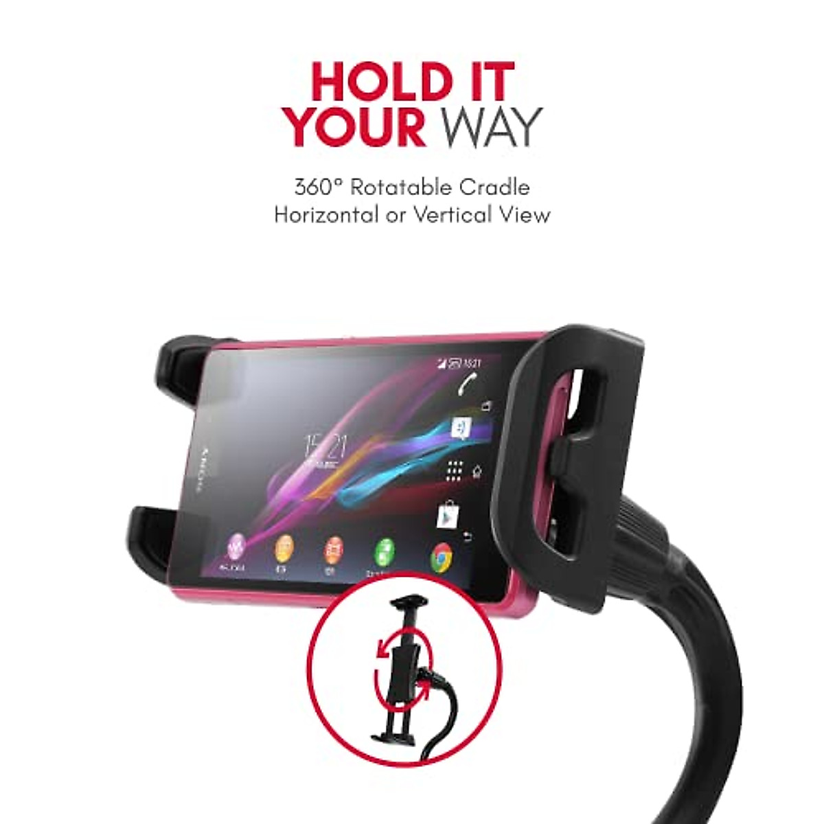 Macally Adjustable Gooseneck Tablet Holder & Phone Clip - Works with Phones & Tablets up to 8” - Flexible Phone Holder & Tablet Mount with Clip On Clamp for Desks up to 1.75” Thick (CLIPMOUNT),Black