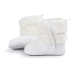 ESTAMICO Baby Girl Plush Winter Snow Bowknot Boots White 6-12 Months