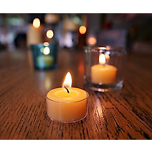 Bluecorn Beeswax 100% Pure Beeswax Tea Lights | Beeswax Candles | Unscented Candles | Tea Light Candles Bulk 48-Pack