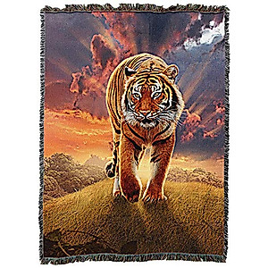 Pure Country Weavers Rising Tiger Blanket by Vincent HIE - Gift Tapestry Throw Woven from Cotton - Made in The USA (72x54)