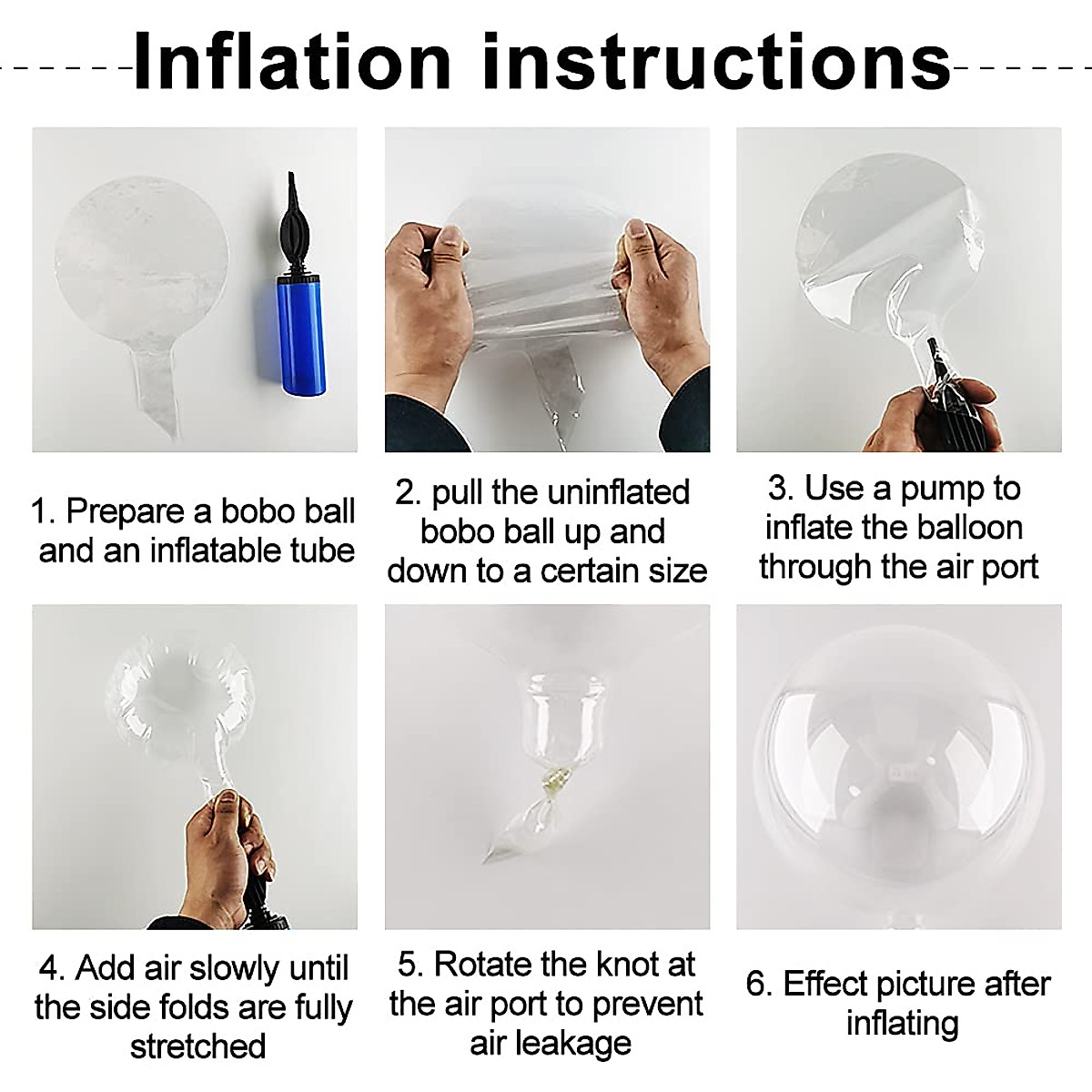 10 Pcs 20-inch Clear Bobo Bubble Plastic Balloons for LED Bobo Balloons LED Light Up Balloons for Christmas, Wedding, Birthday Party Decorations (Led String Not Included) (10 Pcs, 20 Inches)