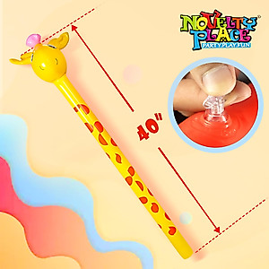 Novelty Place 6 Pcs Inflatable Animals Stick with Sound - Jungle Safari Animal Balloons Stick Blow Up Toys for Kids Animal Theme Birthday Party Favors and Decorations