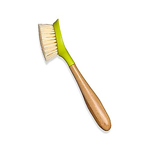 Full Circle Be Good Kitchen Dish Brush with Bamboo Handle – Long Handle Dish Scrubber with Tough Bristles, Green (Pack of 2)