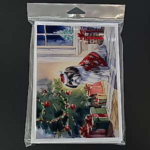 Caroline's Treasures DAC2752GCA7P Shih Tzu Cozy Christmas Greeting Cards Pack of 8 Blank Cards with Envelopes Whimsical A7 Size 5x7 Blank Note Cards