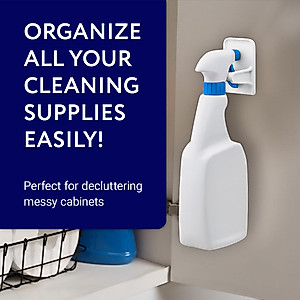 [6 Pack] Wall Mount Spray Bottle Holder to Create Storage Space - Easy to Install Spray Bottle Hanger - Strong Hold Spray Bottle Holder Wall Mount to a Variety of Surfaces - Spray Bottle Wall Holder