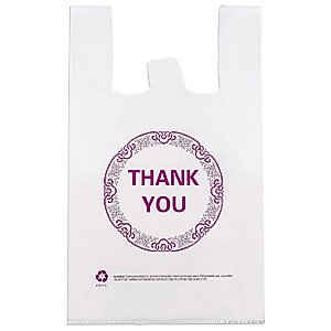 Elsjoy 500 Pieces Thank You Plastic Shopping Bags, 21 x 13 Inch T-Shirt Carry Out Bags Bulk Reusable Grocery Bags for Supermarket, Restaurant, Retail Store
