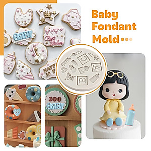 Sijiangmold Baby Shower Themed Cake Fondant Molds Baby Silicone Mold Baby Feet Baby Bottle Mold For Baby Birthday Cupcake Topper Cake Decorating Candy Gum Paste Polymer Clay Set Of 6