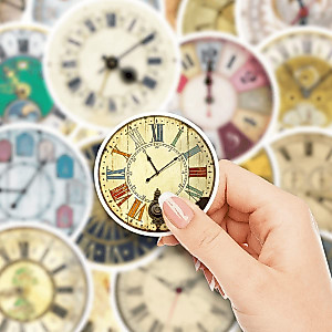 GOLEEX Pack 20 Pcs Waterproof Vinyl Vintage Clock Stickers Items for Water Bottle Laptop Phone Helmet Adults Women Girls Kids Birthday Gifts Retro Themed Sticker Decals Collection