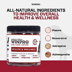 WINPRO Pet Health & Wellness Chews for Dogs, 40 Soft Chews, Plasma Powered, Grain Free Supplement for Dogs Providing Vitality and Immunity Support