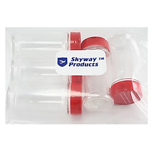 Skyway Supreme 7 OZ Clear Plastic Spice Bottles Seasoning Containers Jars - Set of 5 - Flap Cap with Pour and Sifter Spice Shaker - Durable Refillable Perfect For Herbs Spices and Rubs - BPA Free