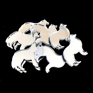 Super Cool Creations Collie Dog Standing Shaped Crafting Mirrors, Set of 10, Many Colours, Shatterproof Acrylic, Black, Pack of 20 x 2cm