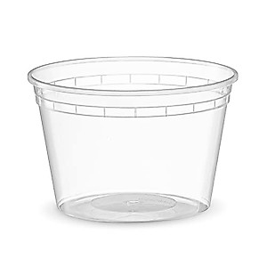 Elegant Disposables 16 OZ - 24 Sets Plastic Deli Food Storage Containers with Airtight Flexible Lids Microwavable, Leak Free, Washable, Freezer Safe.