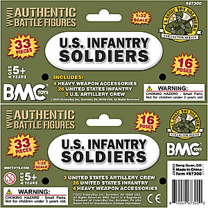 BMC CTS WW2 US Infantry Plastic Army Men - 33pc OD Green 1:32 Soldier Figures