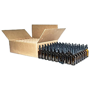 (Pack of 80) 2 oz. Amber Boston Round with Graduated Black Glass Dropper