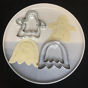 LUBTOSMN Halloween Ghost Cookie Cutter Set-4 Piece-Size 3.5" 2.3"-Halloween Holiday Fondant Biscui Fruit Cheese Cutters