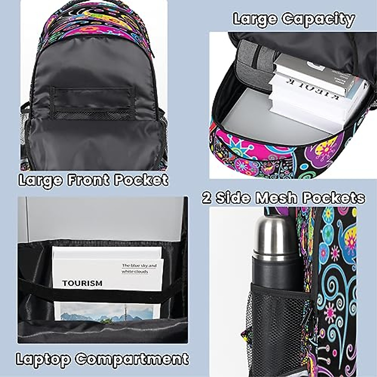 GzLeyigou Tribal Paisley School Backpacks for Boys Girls Ethnic Paisley BookBag for Teen Girls Travel Schoolbag for Boys Girls Middle High school Bookbags