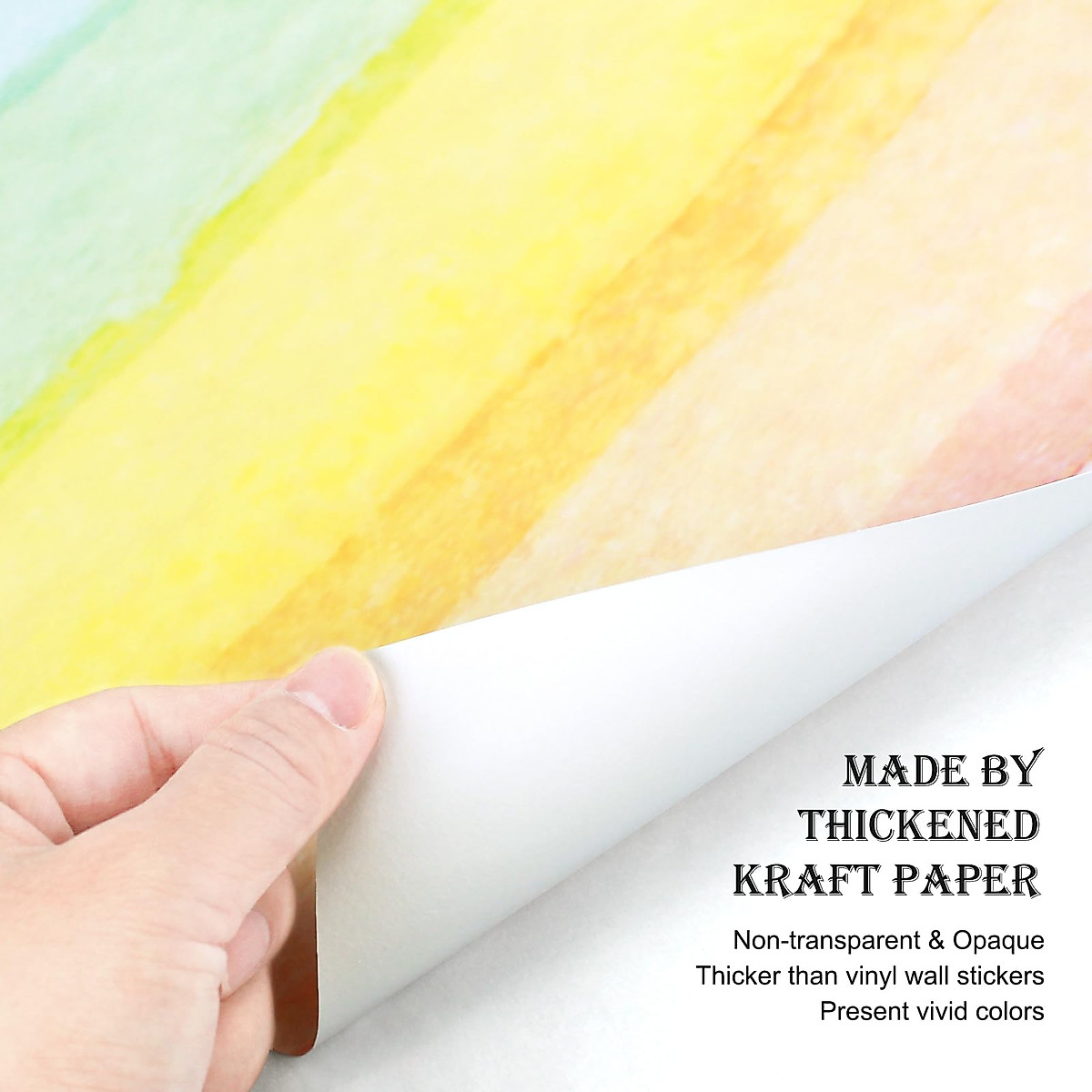 56"x64" Extra Large Rainbow Wall Stickers Precut Vibrant Half Watercolor Rainbow Wall Decals Eco-Friendly Water-Activated gummed Wall Art Sticker for Girls Nursery Kids Bedroom Living Room Wall Decor