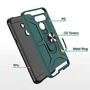 G8 ThinQ Case, G8 Case with HD Screen Protector, Atump 360° Rotation Ring Holder Kickstand [Work with Magnetic Car Mount] PC+ TPU Phone Case for LG G8, Midnight Green