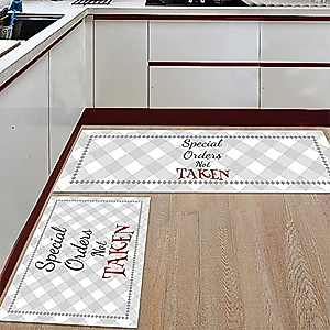 OPLJ Modern Home Doormat Kitchen Grid Text Living Room Balcony Carpet Bedroom Kitchen Non-Slip Long Rug A1 40x60cm+40x120cm