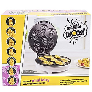 Fairy Mini Waffle Maker- Creates 7 Different Fairy Shaped Waffles in Minutes- A Fun and Cool Magical Breakfast for Kids & Adults - Electric Non-Stick Waffler Iron, Fairies Princess Gift for Girls