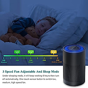 AIIKEE Small Air Purifier for Home Bedroom Office, Quite Sleep Mode True HEPA 3 Stage Filtration for Smoke Dust Pollen,Ozone Free Home Air Cleaner- Blank