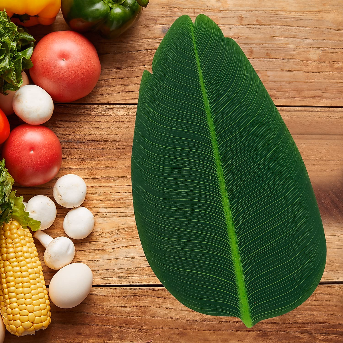 SWR Banana Leaves, Leaf placemats, 10 Pcs Artificial Banana Leaves for Hawaiian Party Jungle Aventure Theme Party Decor Table Runner Centerpieces Placemat (10), Green, 17.72''*9.84''