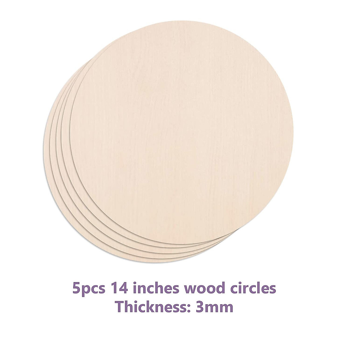 10PCS 14Inch Cutouts Blank Round Wood Slice Wood Circles for Crafts, Unfinished Wooden Slices Blank Round Wooden Circles, Wood Circles for Painting, DIY Door Hanger, Home, Party, Decor 0.1 Inch Thick