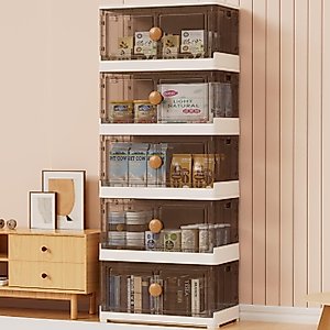 wookon Extra Large Storage Bins with Lids Heavy Duty,108QT/27Gal Closet Organizers and Storage,Stackable Storage Bins with Wheels,Folding Storage Box,5 Packs Storage Containers