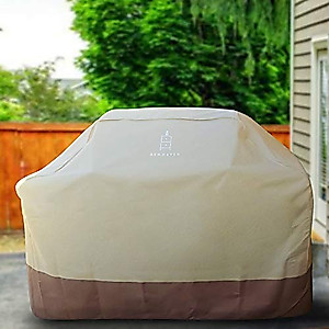 Den Haven Large 71 Inch Barbeque Grill Cover - Outdoor Charbroil, Gas & Coal Grill Cover for Nexgrill, Webber, Broil King, Huntington and Other Popular Brands - Tan/Brown