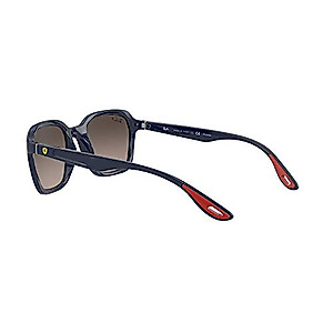 Ray-Ban Rb4343m Scuderia Ferrari Collection Square Sunglasses, Blue/Grey Mirrored Grey Gradient Polarized, 52 mm