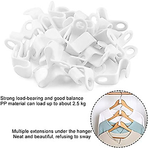 Clothes Hanger Connector Hooks 100PCS Mini Cascading Hanger Hooks Clothes Closet Cascading Connection Hooks Hanger Extender Clips Space Saving(White)