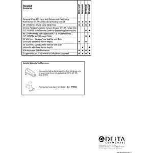 Delta Faucet RPW336HDF Single Function Hand shower with Grab Bar and Elbow