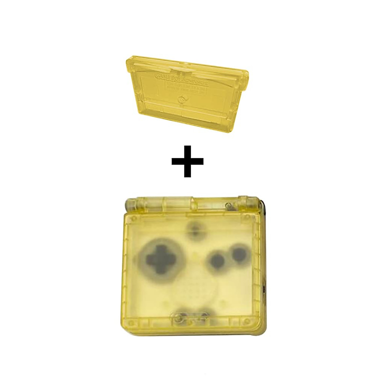Cowhilan Replacement Clear Full Housing Shell Case Compatible with Gameboy Advance SP GBA SP Console, Send with Game Card Shell, Transparent Yellow