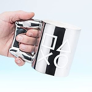Paladone PlayStation DS4 Silver Controller Mug, Ceramic Coffee Mug for Gamers, 550 ml