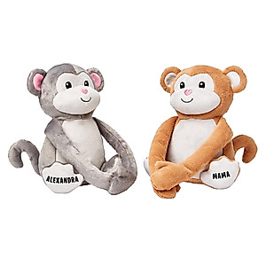 Let's Make Memories Personalized Hugging Plush Monkeys - Monkey Stuffed Animal for Kids - for Birthday - for Boy - for Girl - Te Quiero - Familia