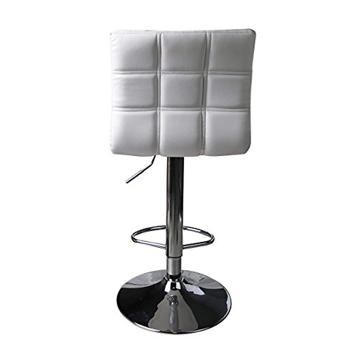 Contemporary Bar Stools Hight Adjustable Seat Hydraulic 360 Degree Swivel Sturdy Steel Frame Quadrate cushion Seat Dining Chair Bar Pub Stool Home Office Furniture - Set of 4 White #1935wht