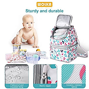Wolka Insulated Baby Bottle Bag for Daycare,Breast Pump Bag,Breastmilk Cooler bag& Lunch Bag,Multi-Function Milk Bottle Storage Bags Fit for Dr. Brown, Comotomo, Philips, Nuk, Lansinoh