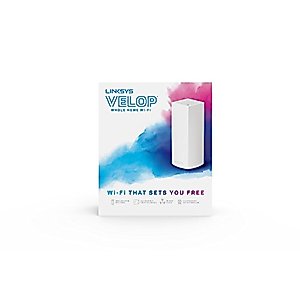 Linksys WHW0301 Velop Intelligent Mesh WiFi System: AC2200 Tri-Band Wi-Fi Router, Wireless Network for Full-Speed Home Coverage (White, 1-Pack)
