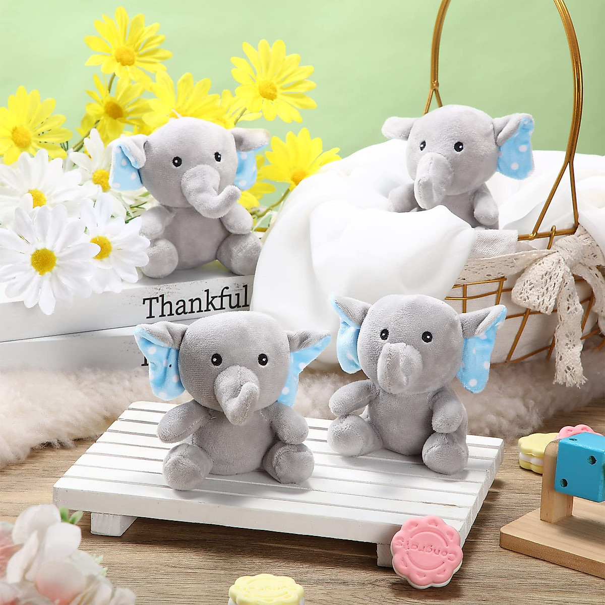4 Pcs Operation Christmas Plush Elephant Stuffed Animals Toy Soft Cute Forest Elephant Animals for Baby Shower Boys Girls Elephant Themed Birthday Party Christian Charity Donation Supplies (4 Inch)