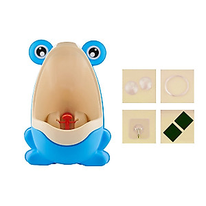 Facelivo No-Touch Cleaning Cute Frog Potty Pee Training Urinal for Toddler Boys, with Funny Aiming Target - Blue